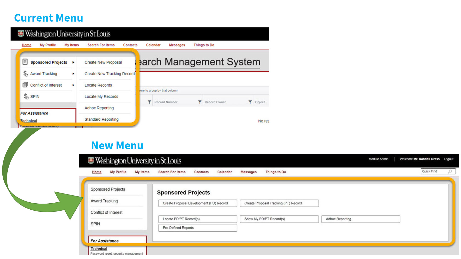 RMS Update: Menu Changes; New Tools for Faculty Disclosure Reporting ...